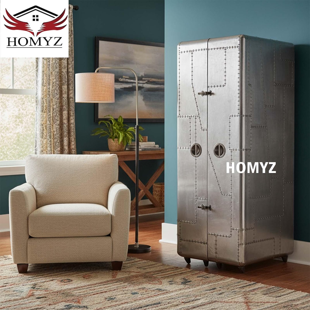 Aviator Style Aluminum Storage Cabinet With Riveted Design | Industrial ...