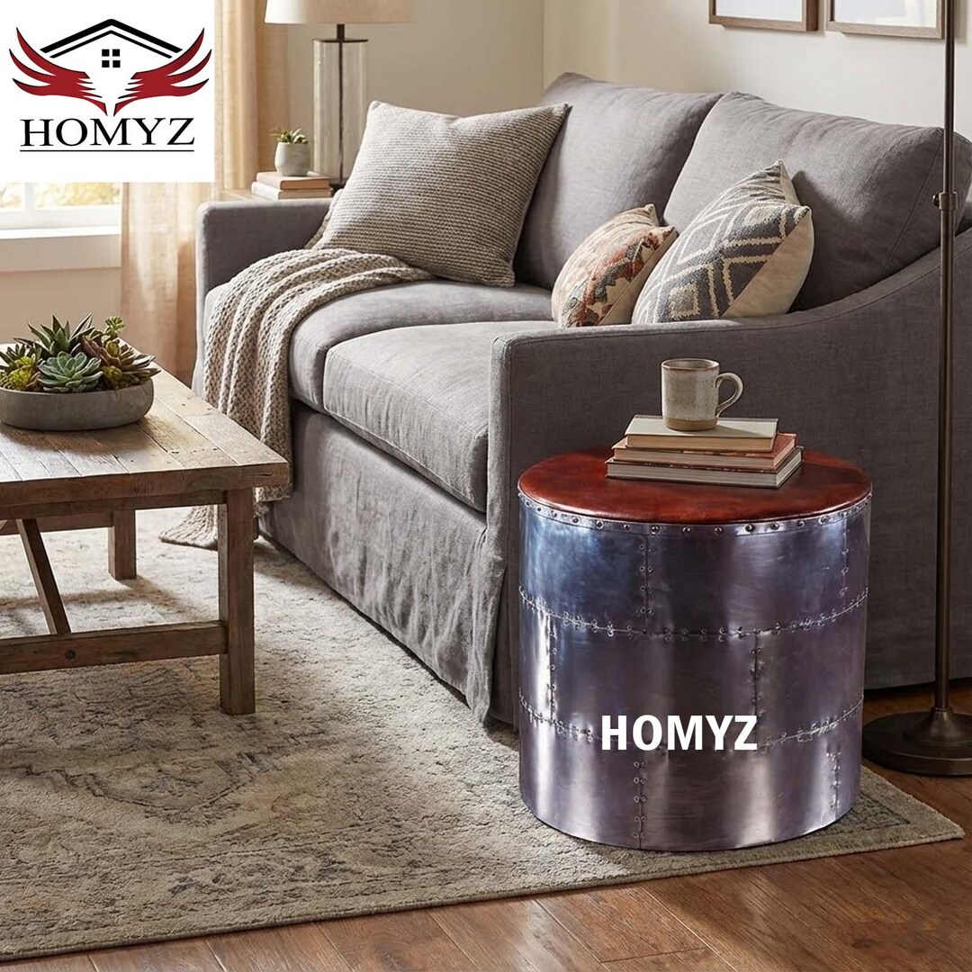 Aluminum Finish Coffee Table Turbine Aviator Round Table,| Industrial ...