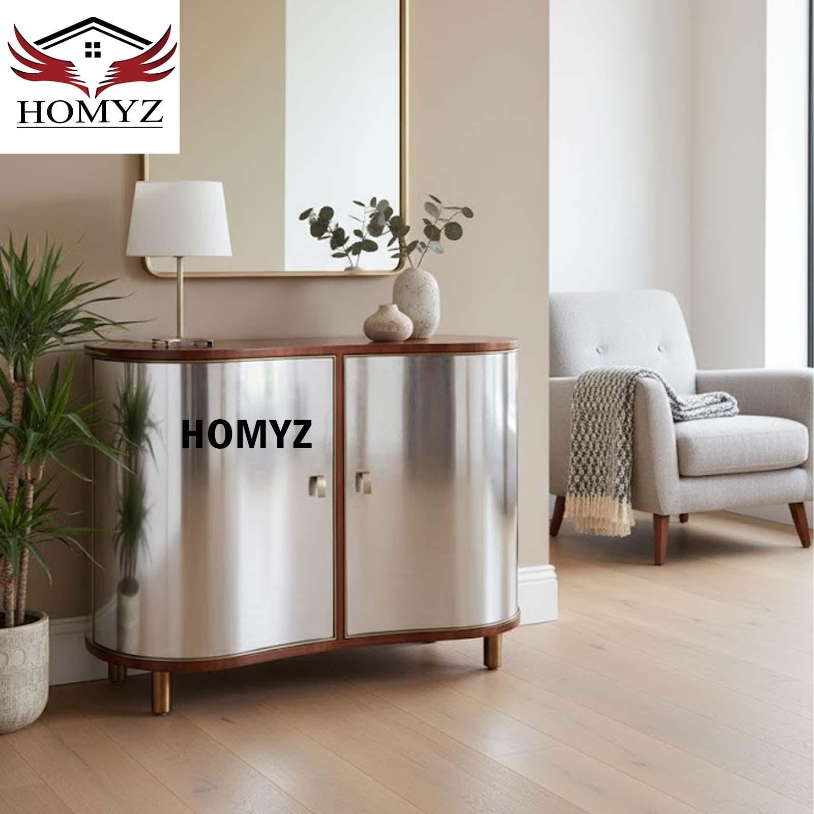 Aviator Aluminum Sideboard Cabinet Industrial Metal Credenza Curved ...