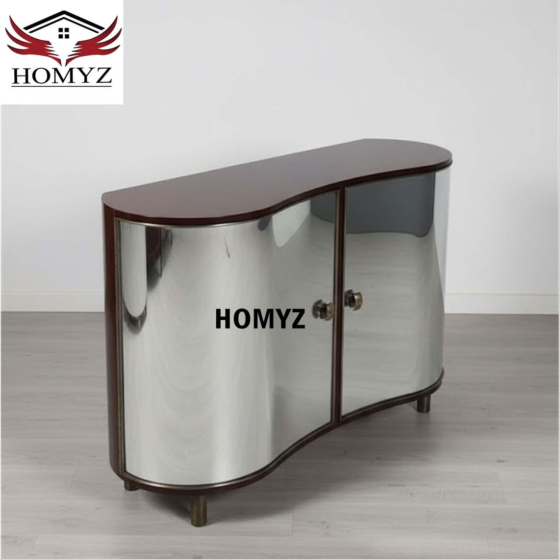 Aviator Aluminum Sideboard Cabinet Industrial Metal Credenza Curved ...