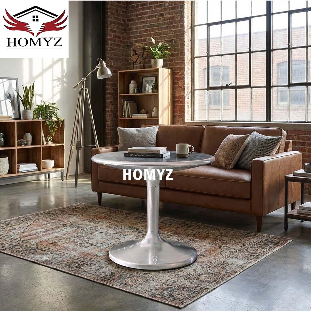 Aviator Aluminum Side Table Industrial Modern Accent Pedestal Table ...