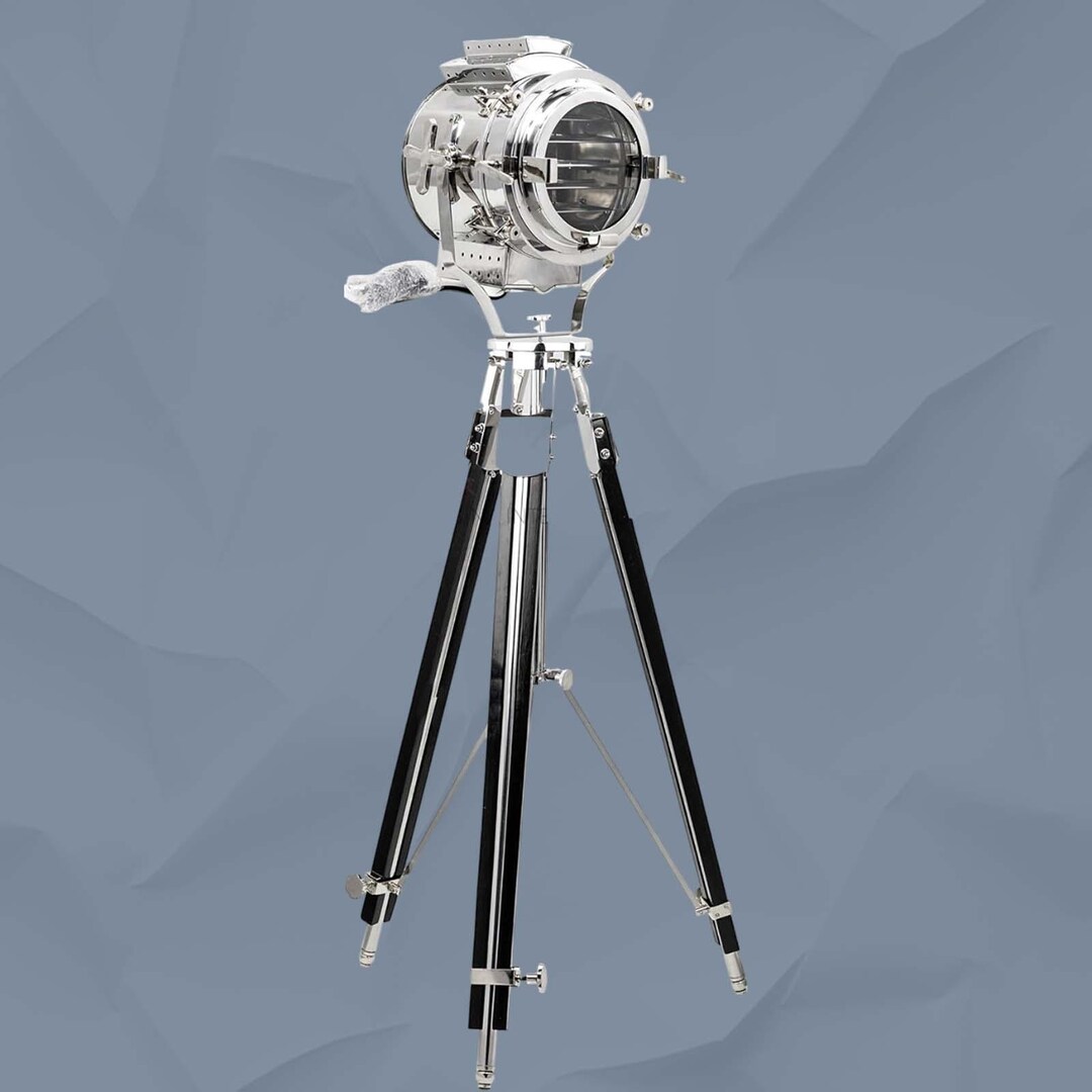 Vintage Chrome Spotlight Floor Lamp With Tripod Stand – Industrial ...
