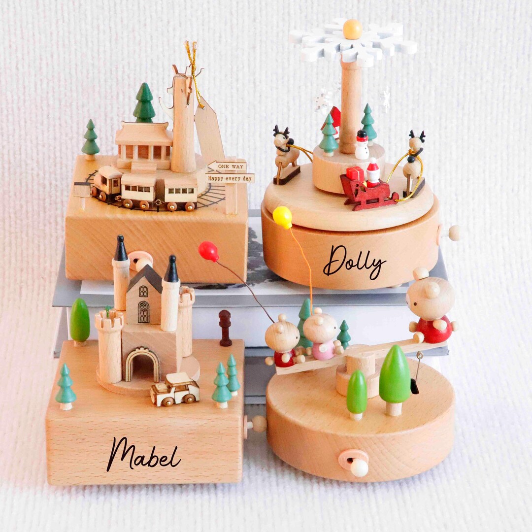 Engraved Baby Name Music Box, Personalized Wooden Music Box, 1st ...