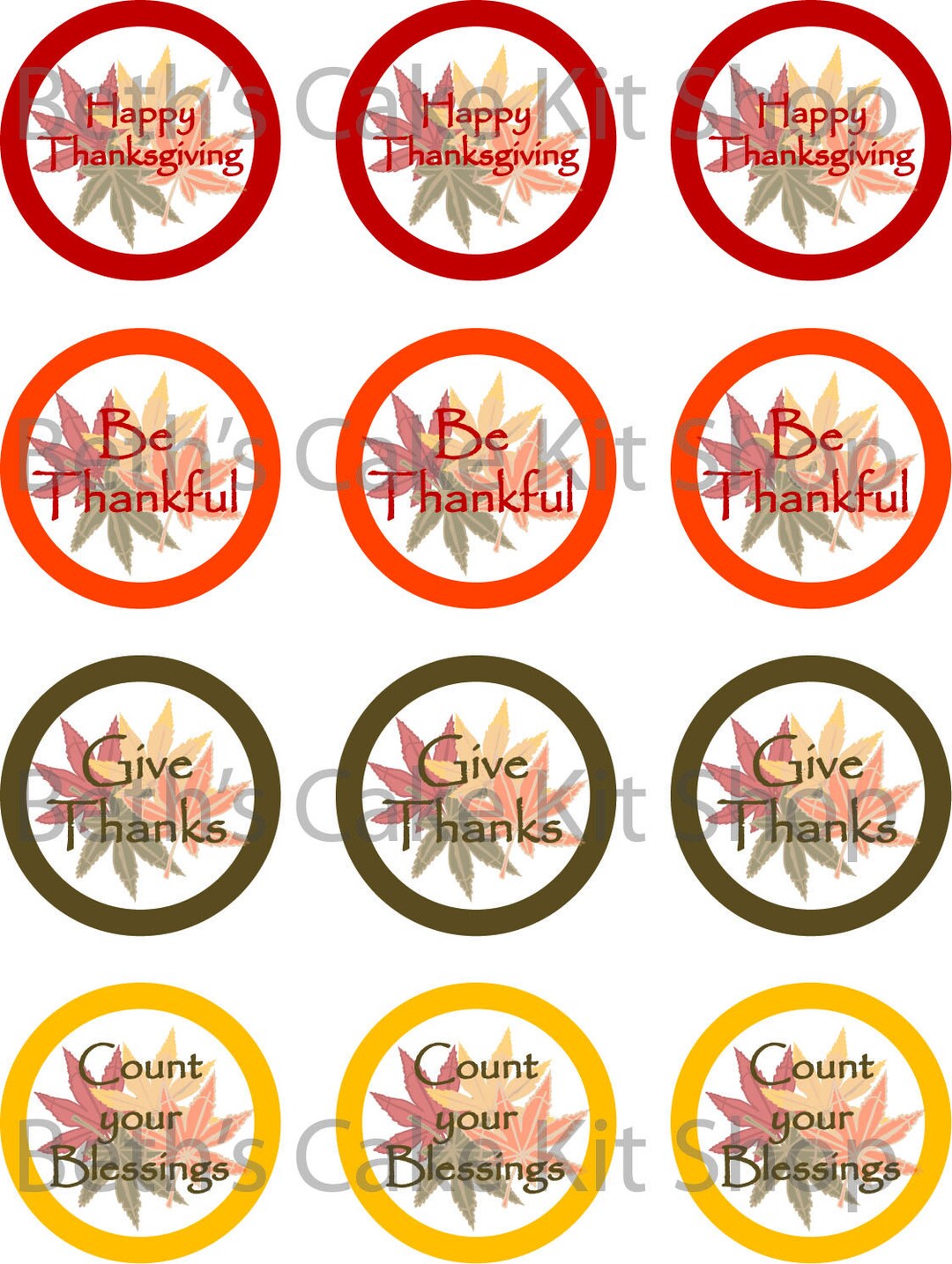 Thanksgiving Cupcake Toppers Printable Instant Download - Etsy