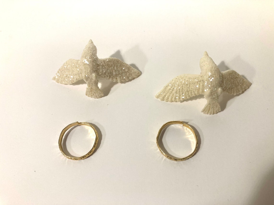 Vintage Love Birds Doves and Rings Glittered Wedding Cake Topper - Etsy