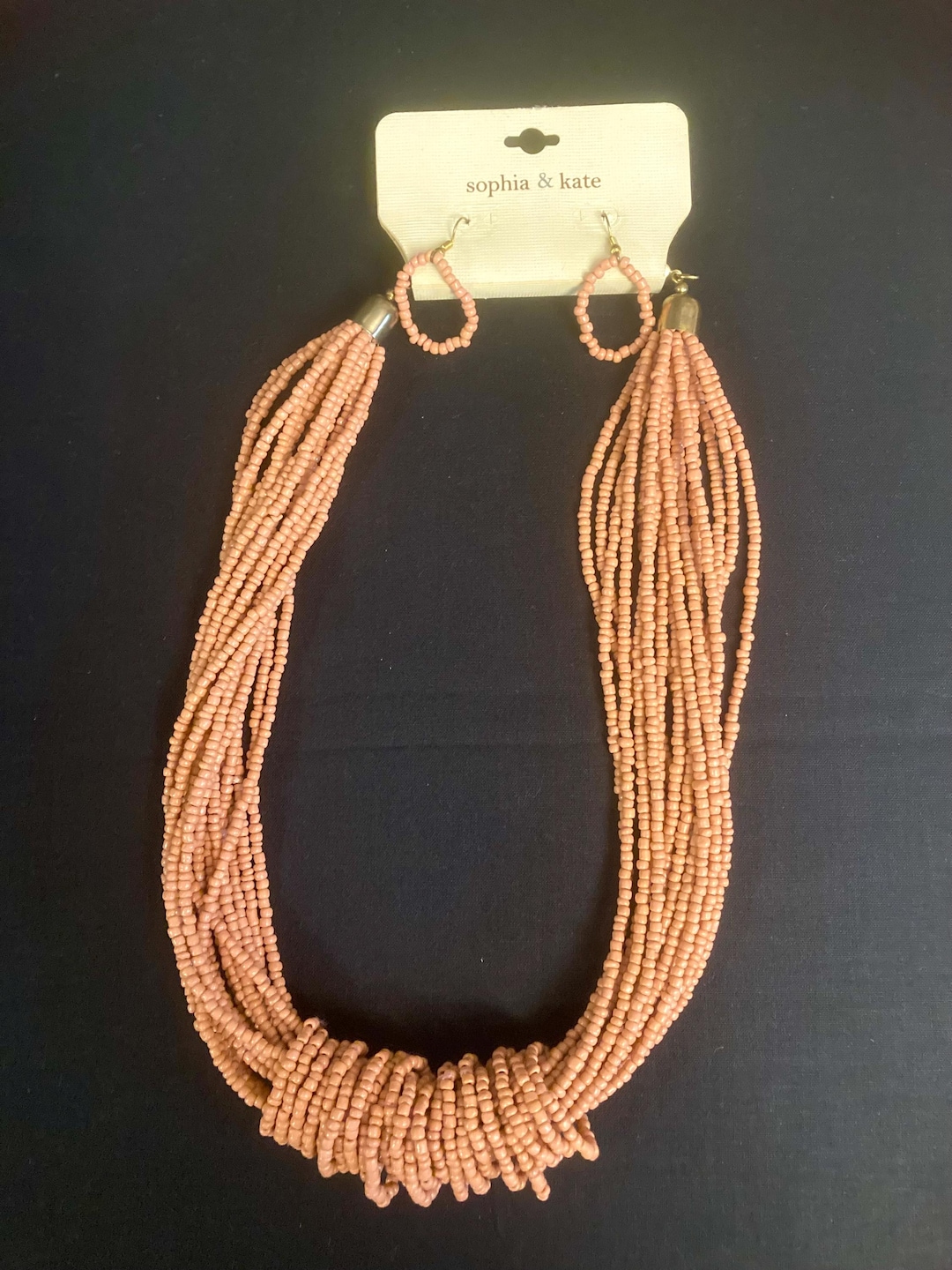 Sophia & Kate Beaded Boho Necklace and Earring Set Coral Pink - Etsy