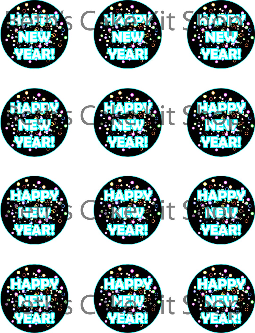 Happy New Year Cupcake Topper Printable Instant Download - Etsy