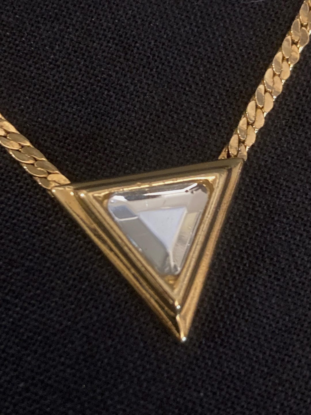 Vintage Avon Gold Tone Necklace With Rhinestone Triangle Pendant - Etsy