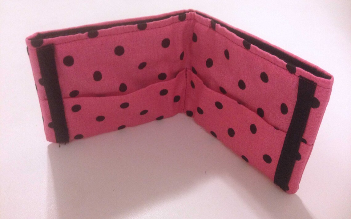 Pink and Black Polka Dot Girls Bi Fold Wallet - Etsy