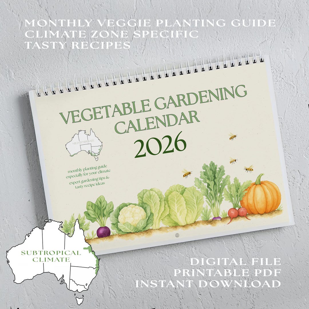 Vegetable Gardening Calendar for Australian Subtropical Climate - Etsy
