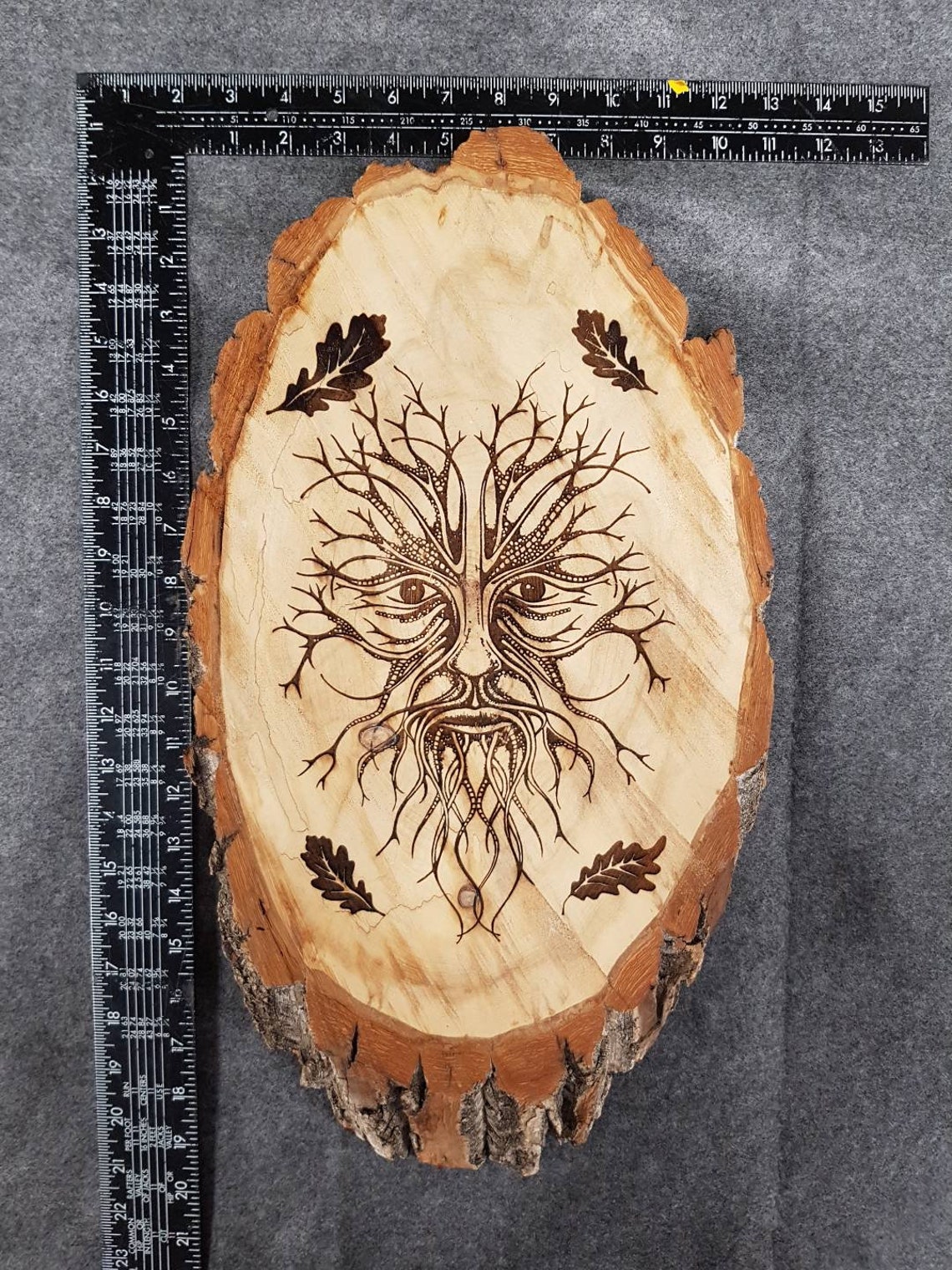 Laser Engraved Green Man Log Slice - Etsy