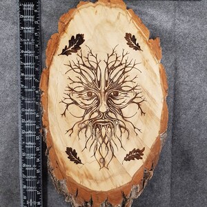 Laser Engraved Green Man Log Slice - Etsy