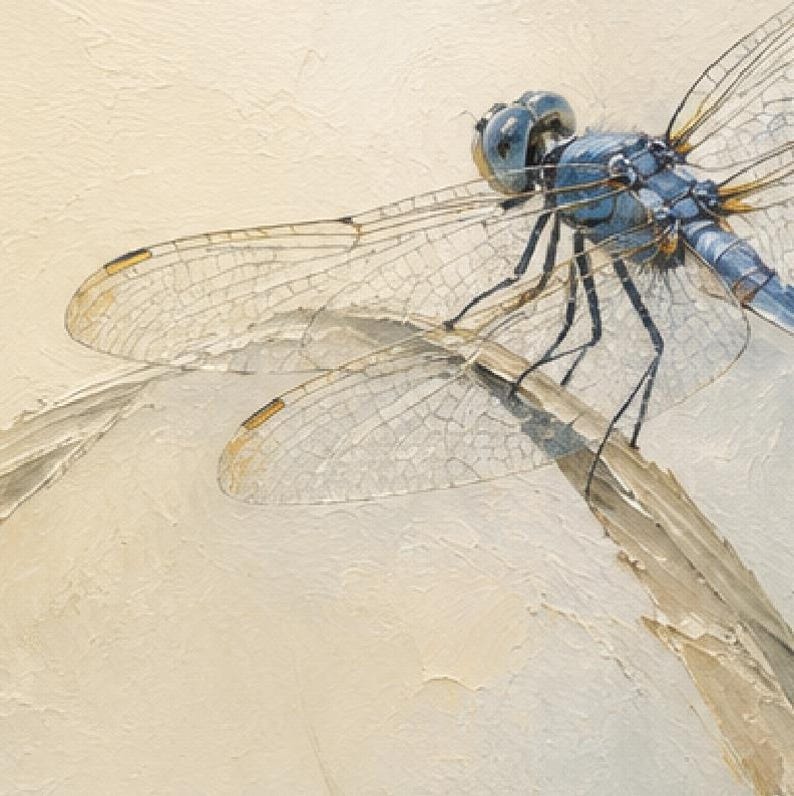 Coastal Dragonfly Print, Blue Painterly Nature Art, Serene Beach House ...
