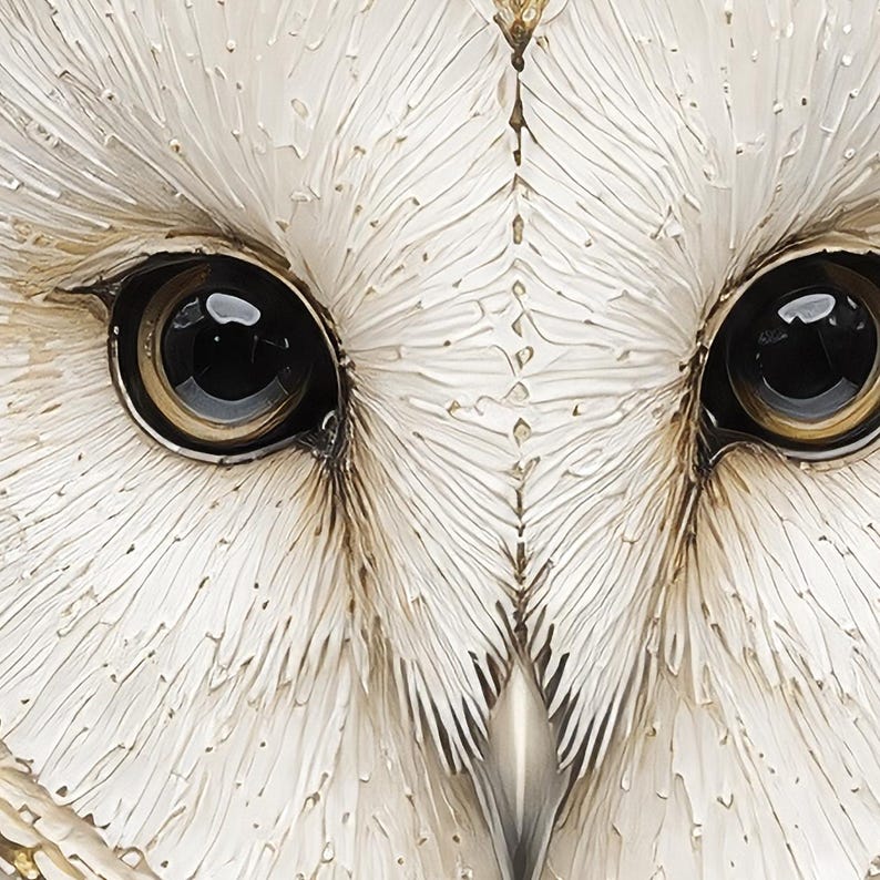 White Barn Owl Art Print, Painterly Woodland Animal, Gold Silver ...