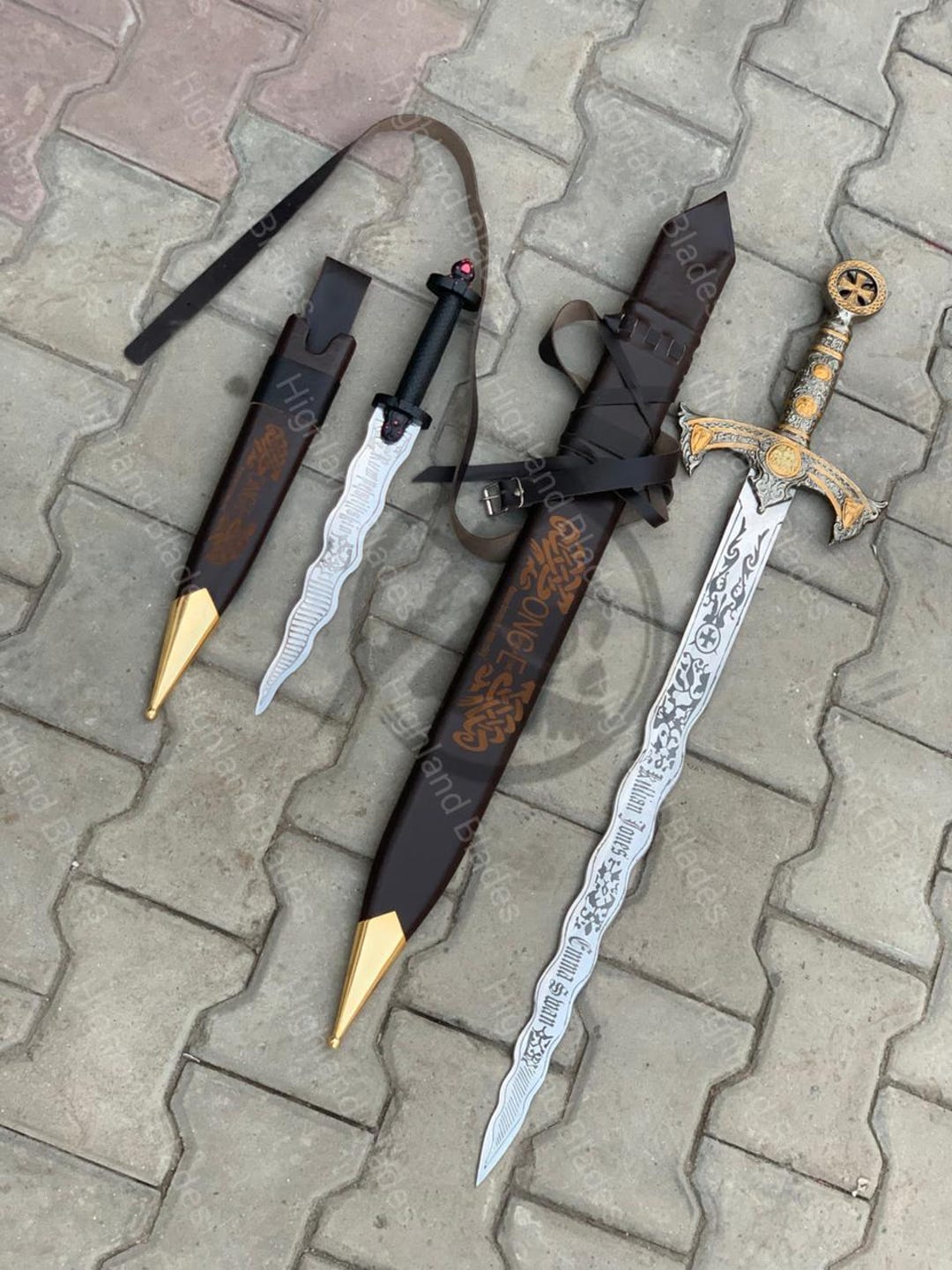 Once Upon A Time Excalibur Sword With Premium Scabbard Dark One Dagger ...