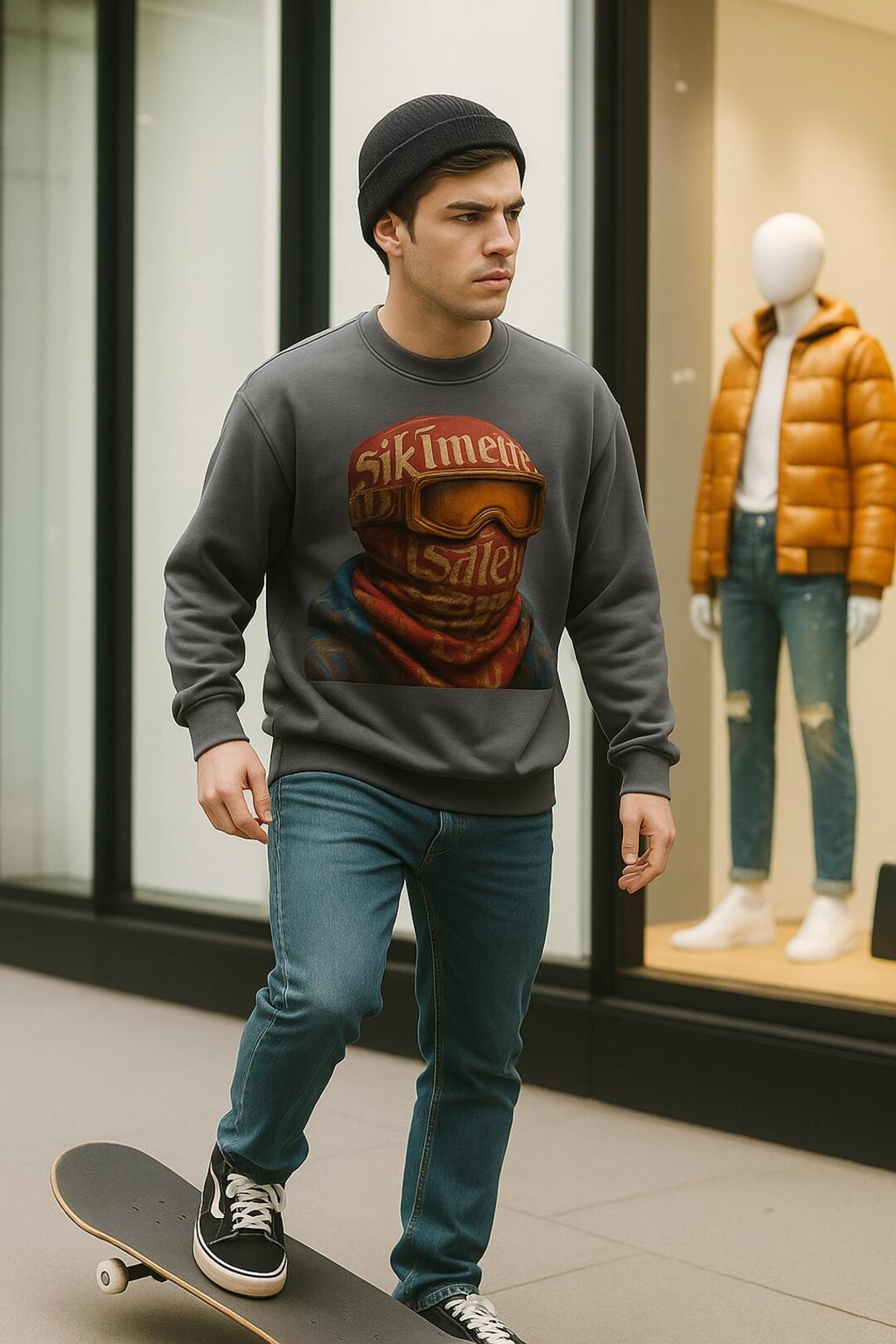Retro Masked Man Sweatshirt, Graffiti Street Art Pullover - Etsy