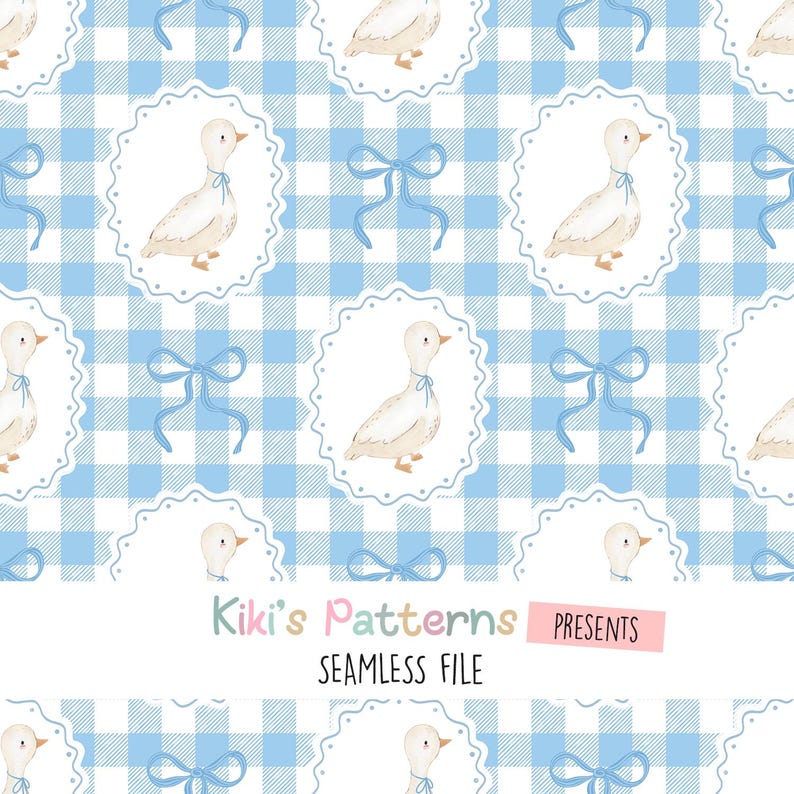 Silly Goose Seamless Digital Paper, Silly Goose Gingham Pattern, Pastel ...