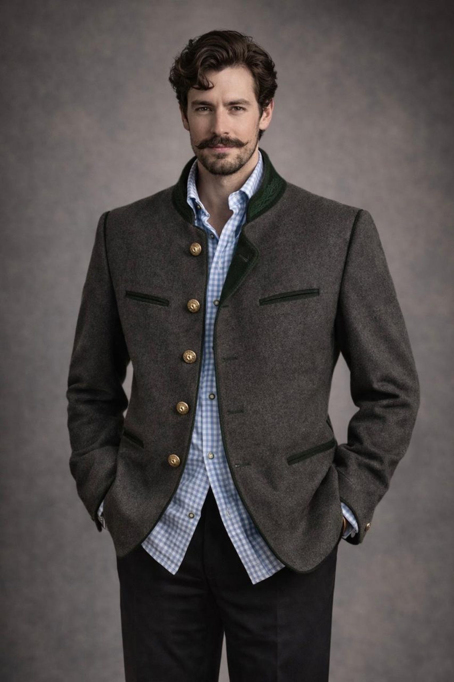 Men's Victorian Traditional German Bavarian Coat Jacket, Green Trim ...