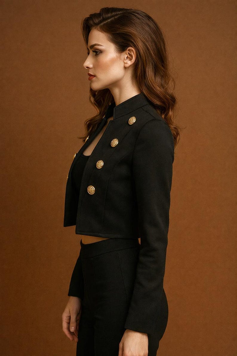 Gothic Military Cropped Jacket, Steampunk Officer Style Blazer - Etsy