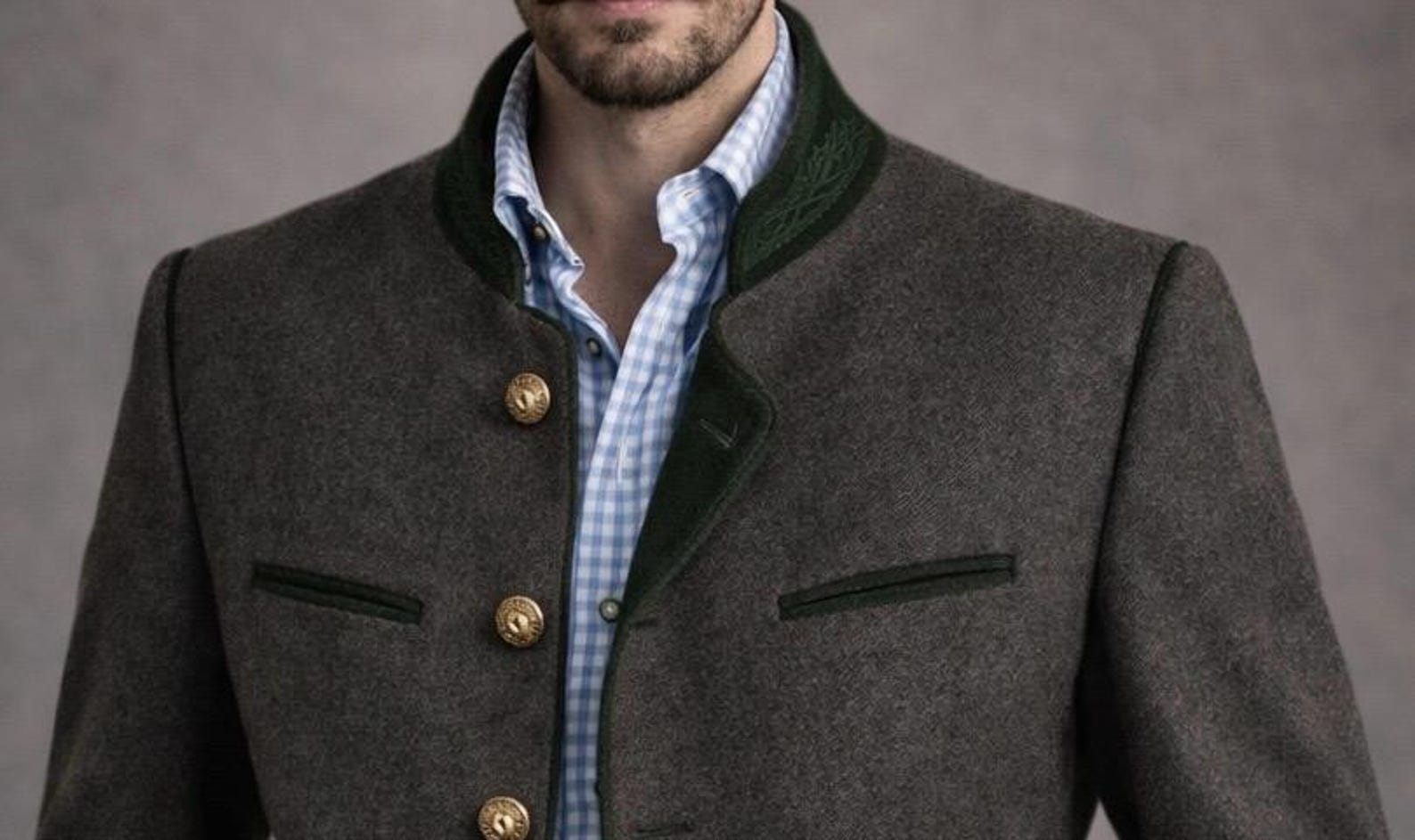 Men's Victorian Traditional German Bavarian Coat Jacket, Green Trim ...