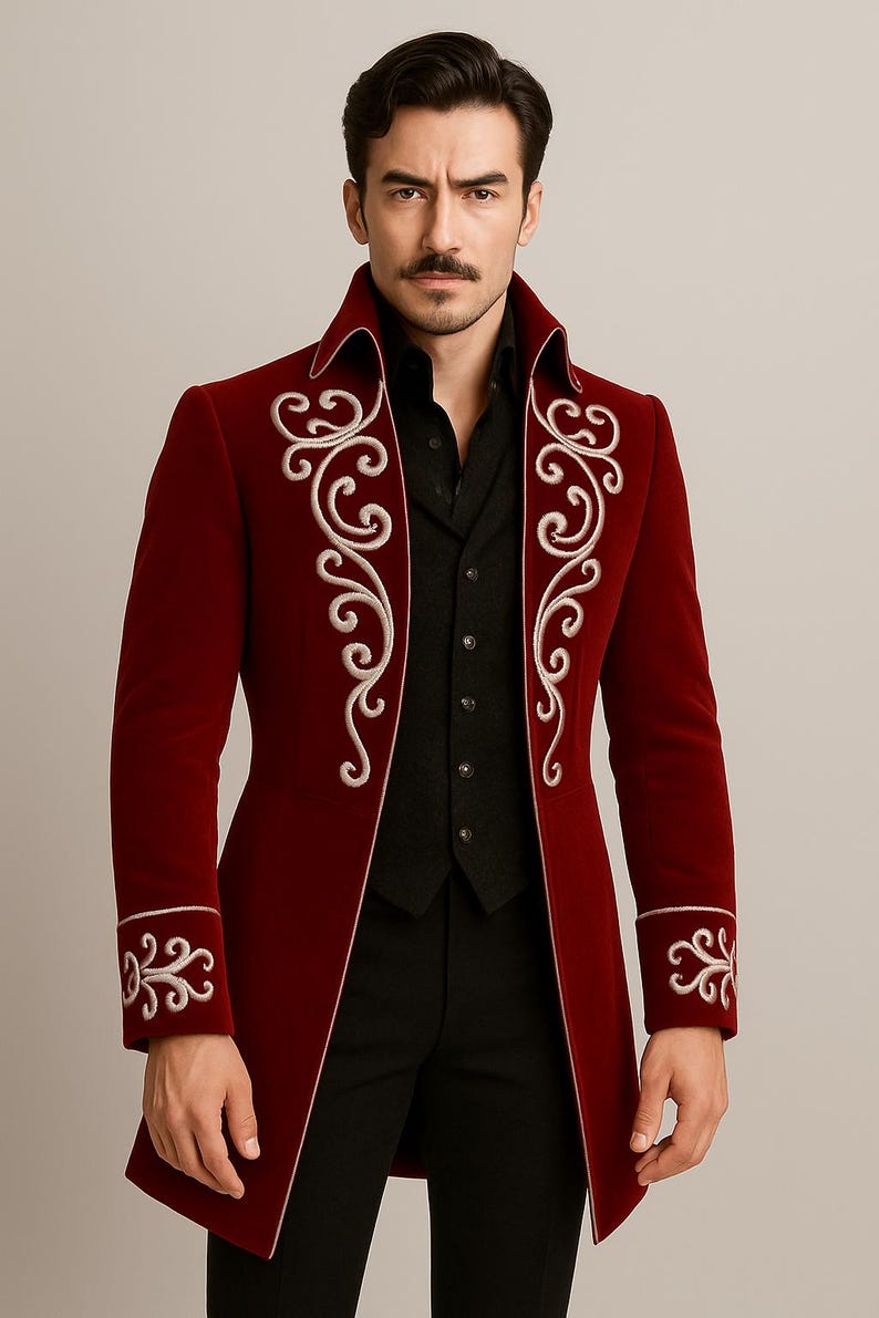 Men’s Black Victorian Steampunk Gothic Style Long Tailcoat Jacket ...