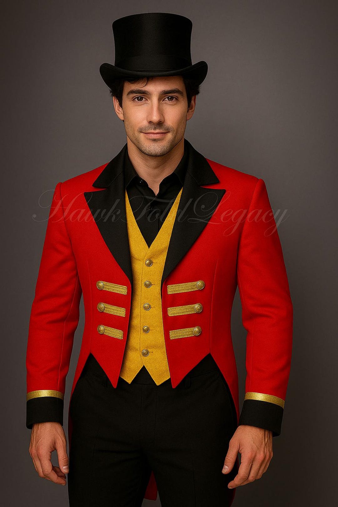 Red Wool Ringmaster Tailcoat: Circus Showman Costume Victorian Regency ...