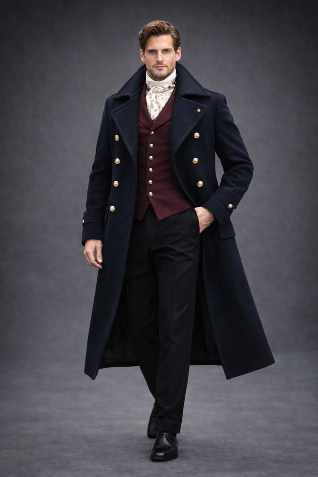 Men’s Victorian Military Wool Regency Tailcoat, Vintage Gothic ...