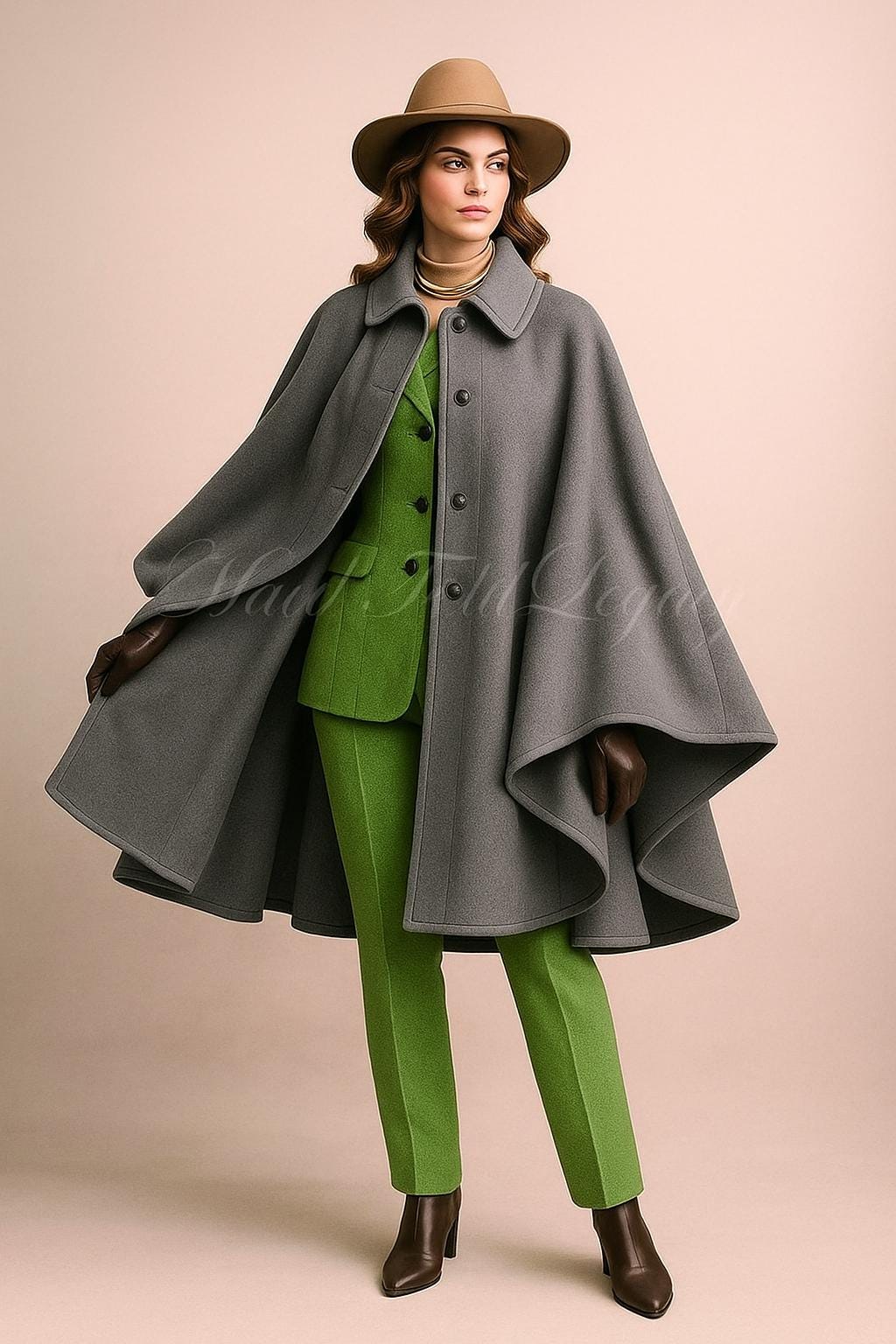 Women’s Wool Cape Coat, Vintage Victorian Steampunk Gothic Winter ...