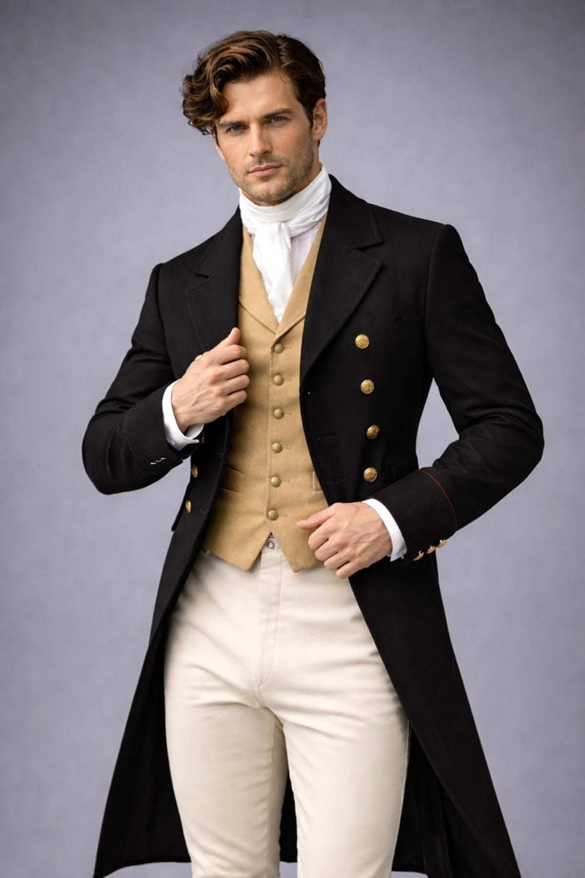 Men’s Victorian Wool Tailcoat Black Regency Frock Coat, Vintage Gothic ...