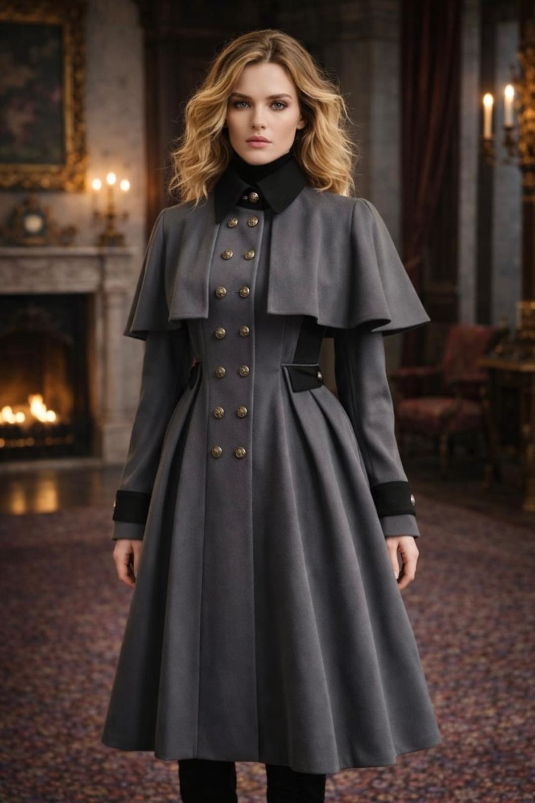 Women's Victorian Military Wool Cloak Cape Coat, Vintage Gothic ...
