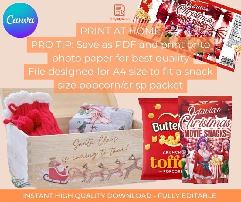 Personalised Christmas Popcorn Packet | Huntrix Bow Edition | Digital ...
