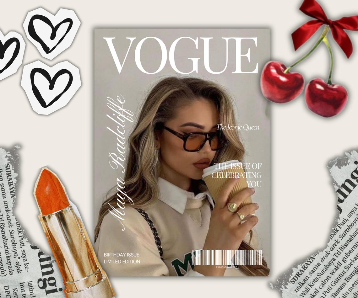 Vogue Style Birthday Magazine Cover · Editable Canva Template · Custom ...
