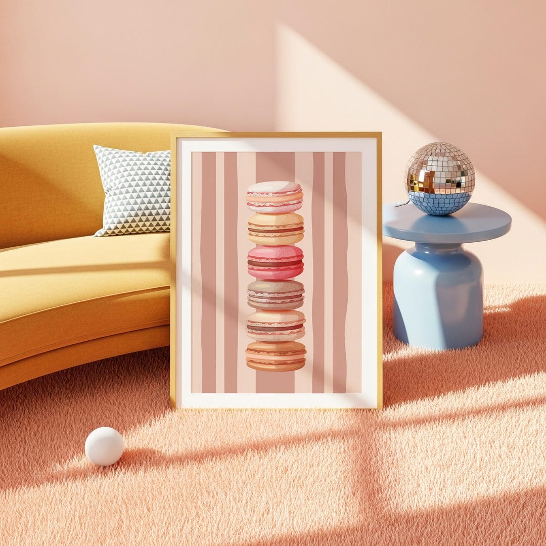 Macaron Stack Art Print – Parisian Kitchen Decor, Dessert Poster - Etsy