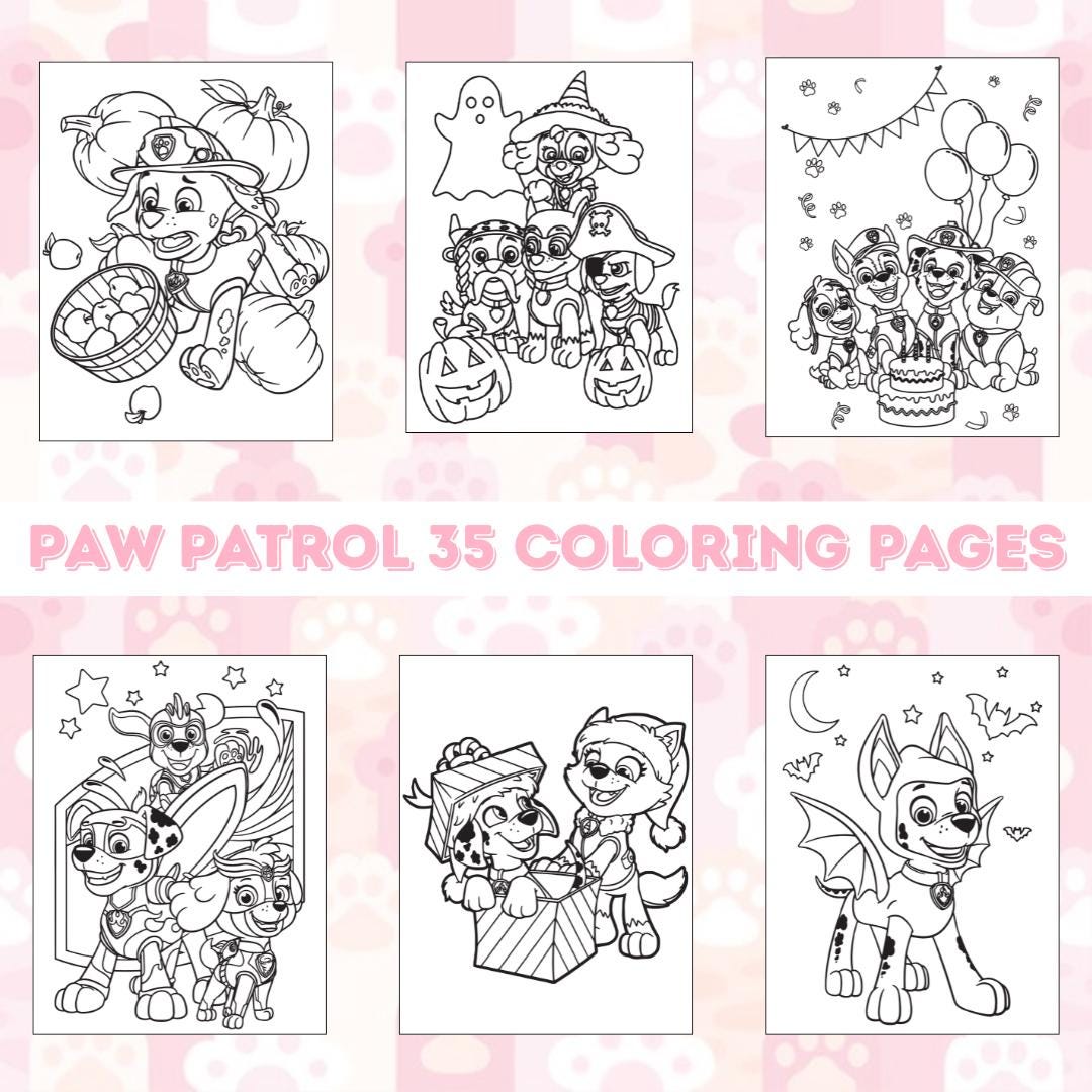 35 PAW Patrol Coloring Pages for Kids, Cute PAW Patrol Digital Coloring ...