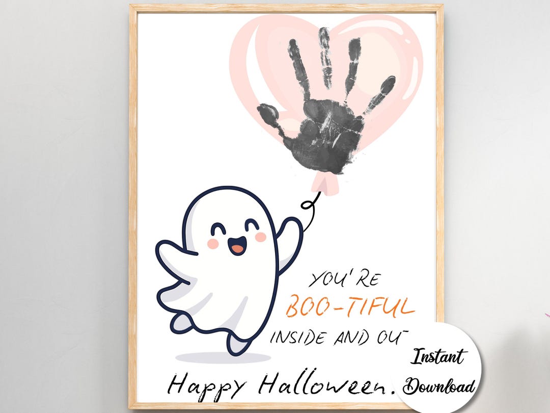 Halloween Handprint Craft Kids Printable, Ghost Halloween, Keepsake for ...