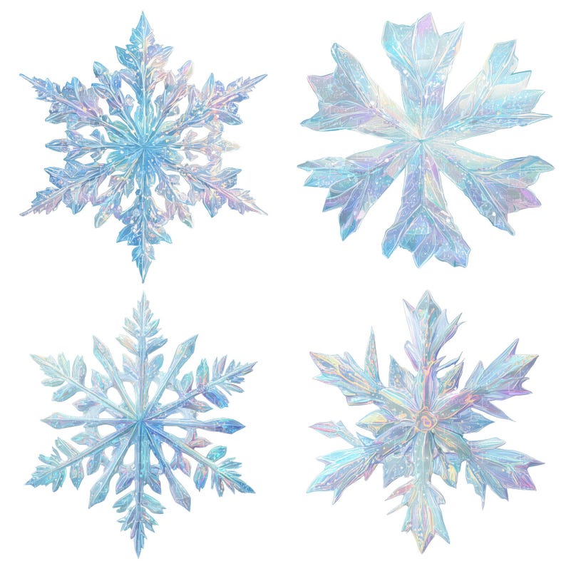 14 Frozen Ice Blue Snowflakes Clipart Pack, Festive Card Designs ...