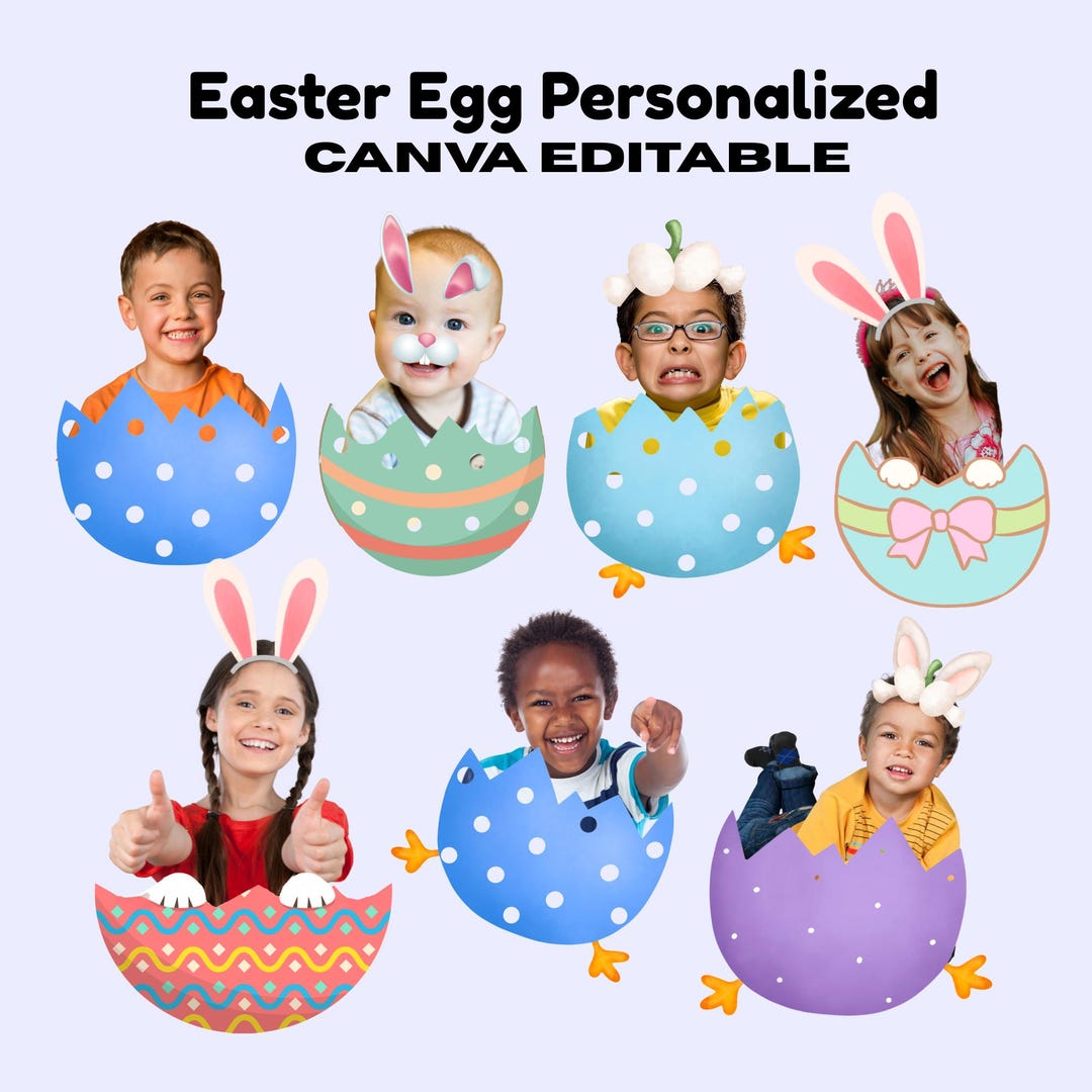 Personalized Easter Egg Bunny Photo Template, Kids Easter Egg PNG ...