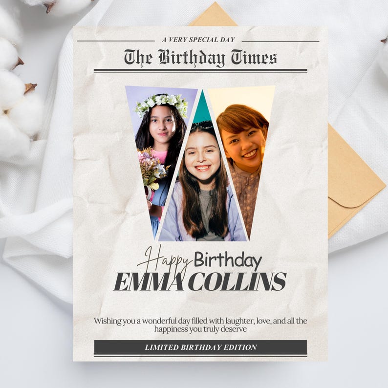 Personalized Birthday Newspaper Poster | Photo Keepsake (digital ...
