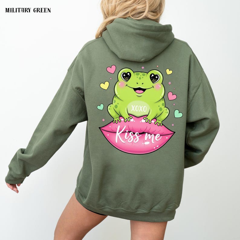 Kiss Me Frog Sweatshirt Hoodie XOXO Valentine Funny Love Gift - Etsy