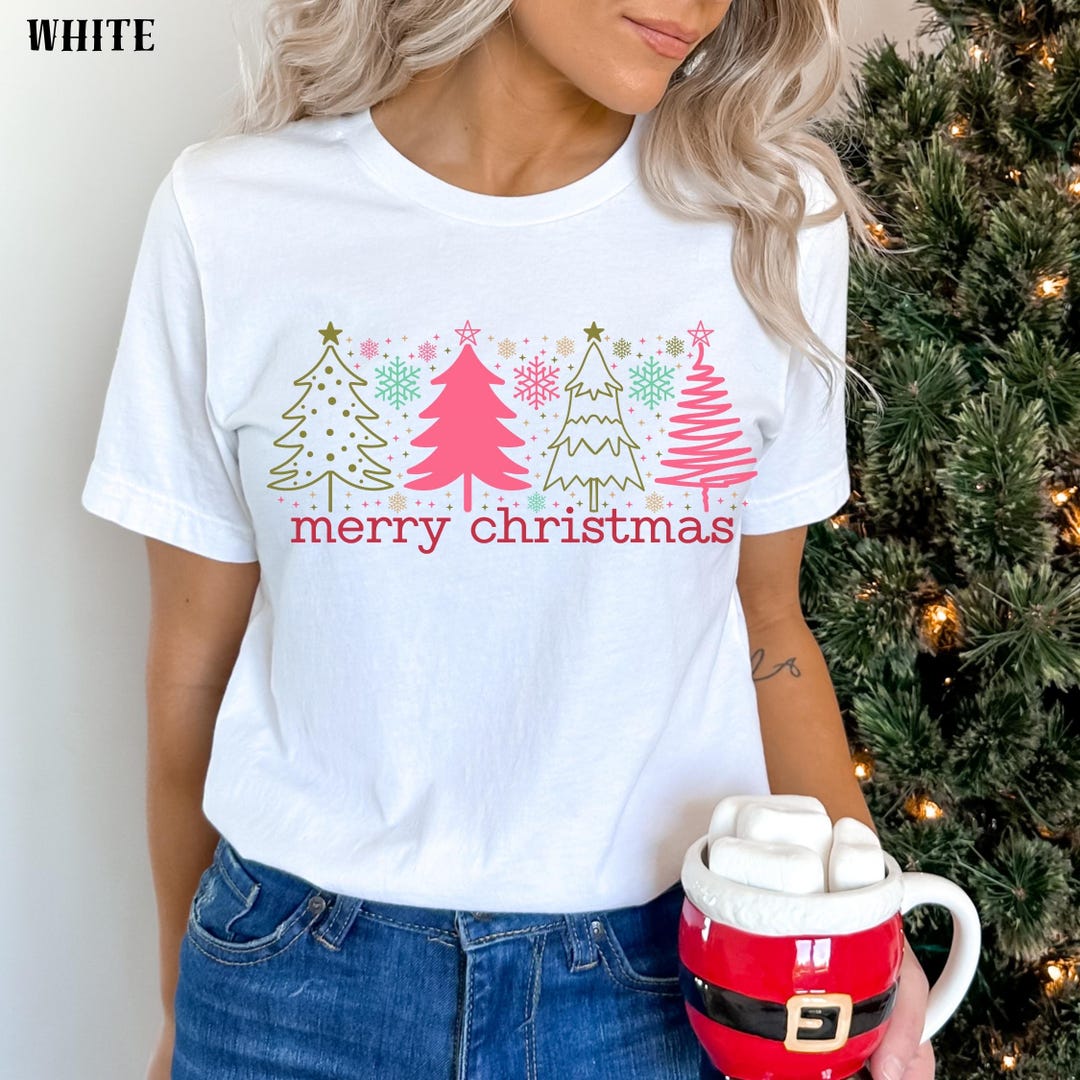 Merry Christmas Trees T-shirt, Holiday Sweatshirt - Etsy
