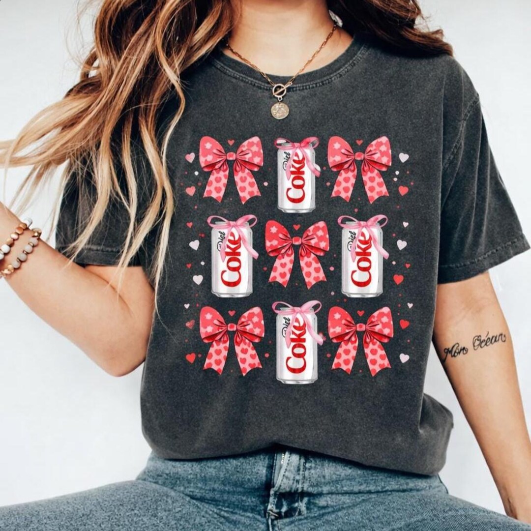 Comfort Colors® Diet Coke Pink Bow T-shirt, Coquette Diet Coke Lover ...