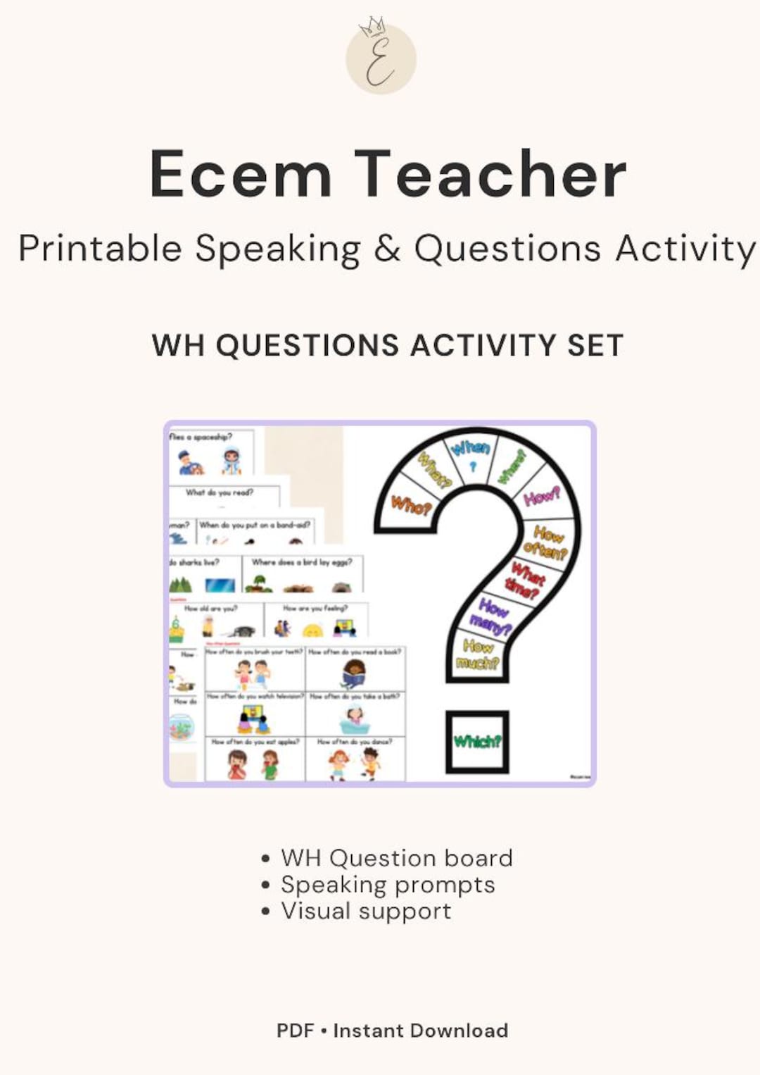 Wh-questions Speaking Cards | ESL Interactive Learning Pack - Etsy