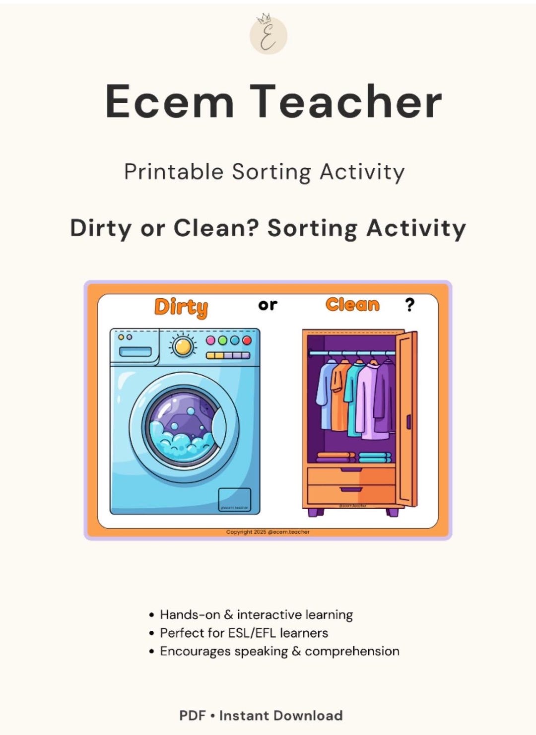 Dirty or Clean? – Interactive Sorting Activity - Etsy