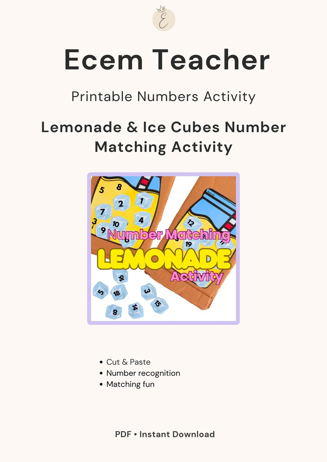 Lemonade Number Matching Activity - Etsy