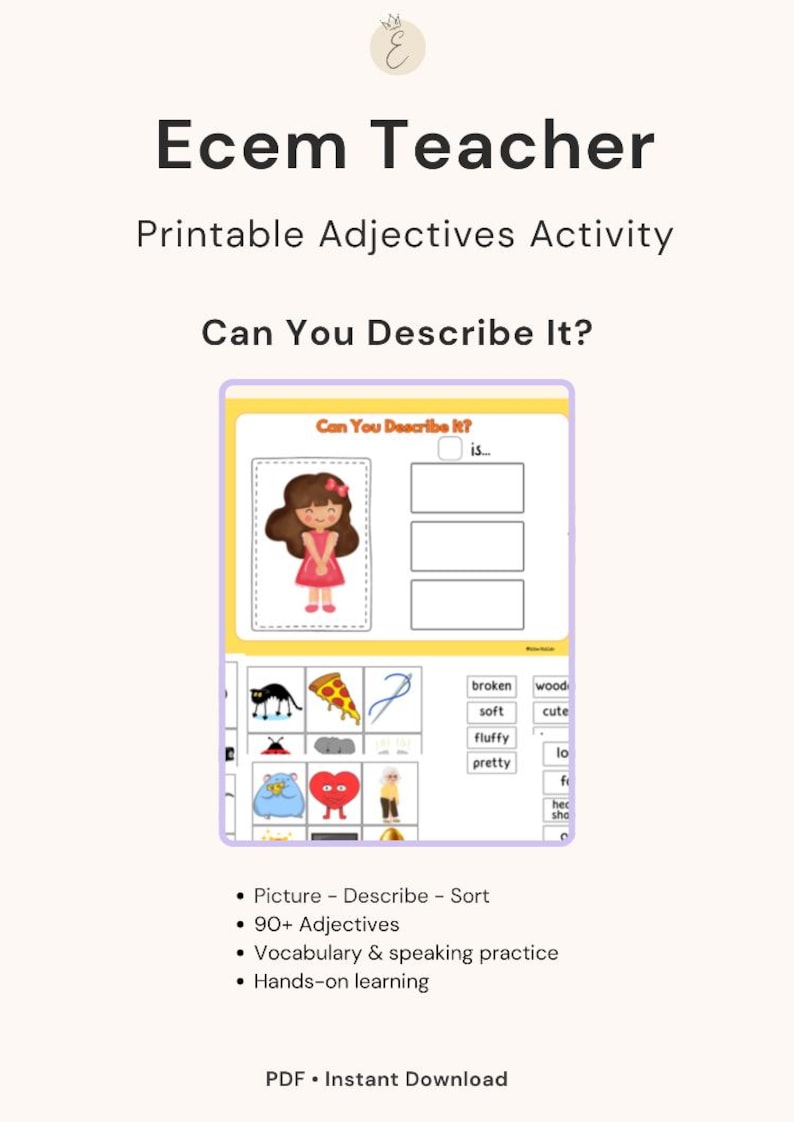 Teach Adjectives/can You Describe It? - Etsy