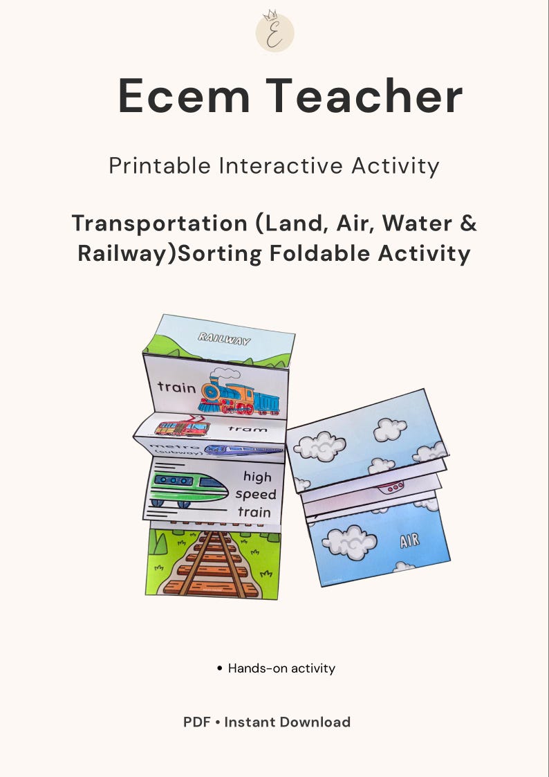 Transportation (land, Air, Water & Railway)sorting Foldable Activity ...