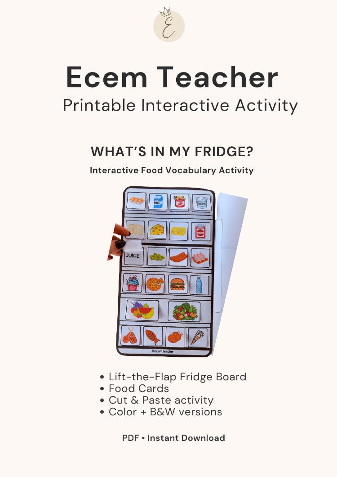 My Fridge – Food Vocabulary ESL Printable for Kids - Etsy