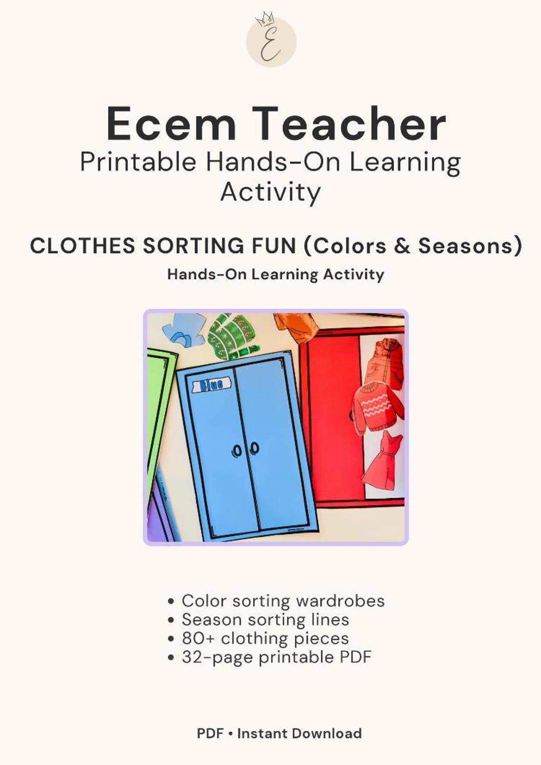 Color and Season Sorting Activity Fun Set With Clothes - Etsy UK