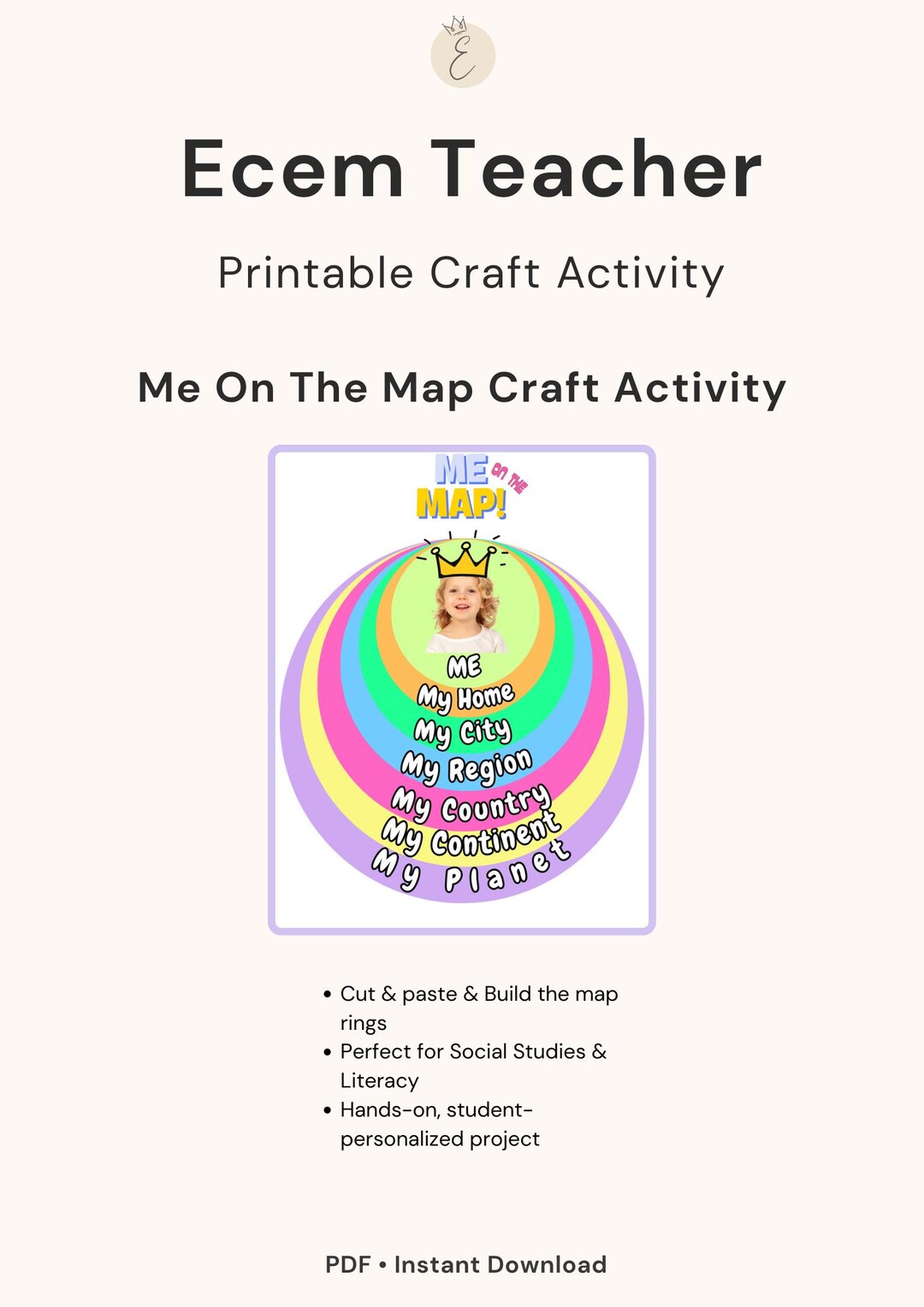 Me on the Map Activity | Geography Worksheet for Kids (editable PDF) - Etsy