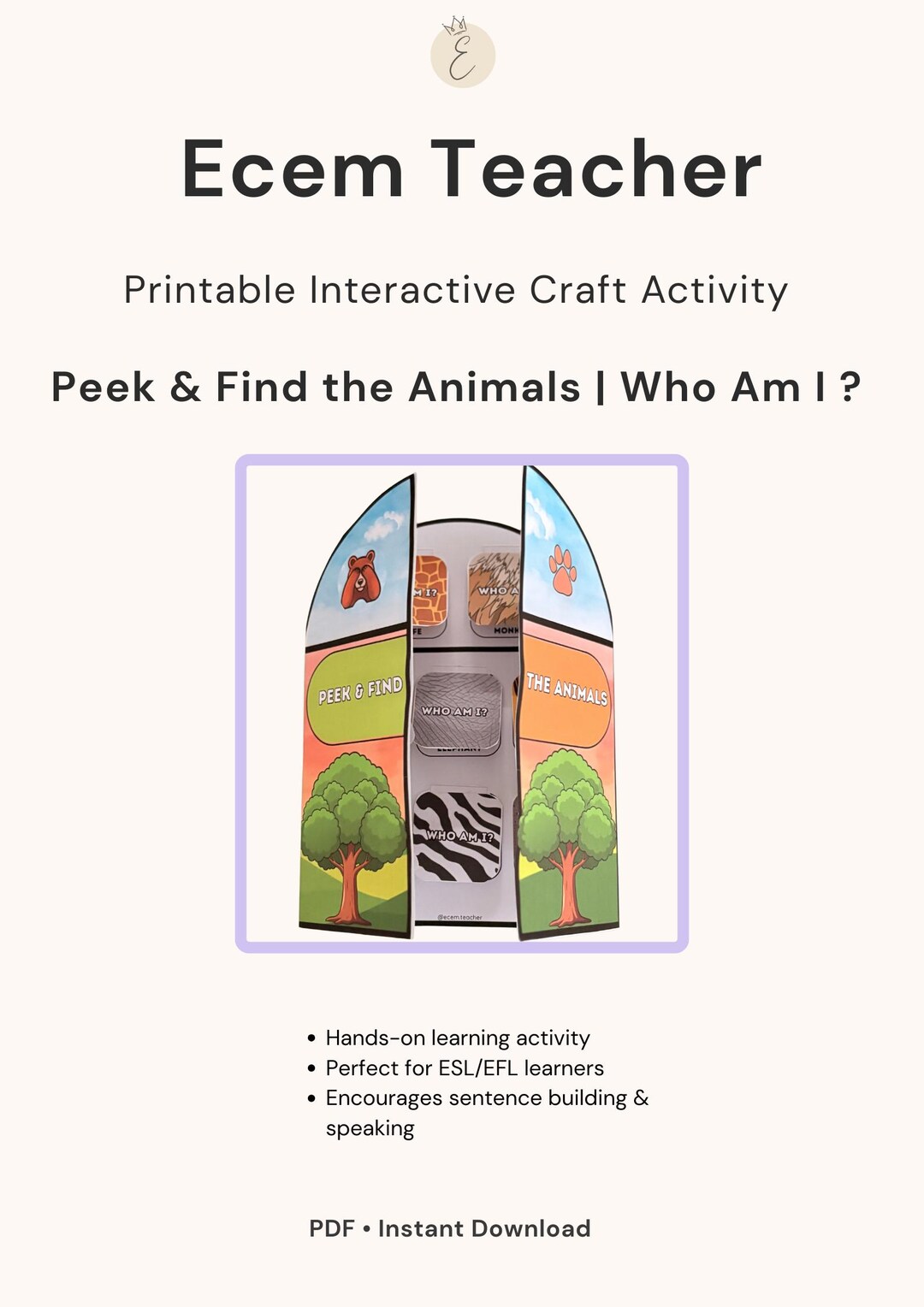 Peek & Find – Who Am I? Animals- Interactive Guessing Activity for Kids ...